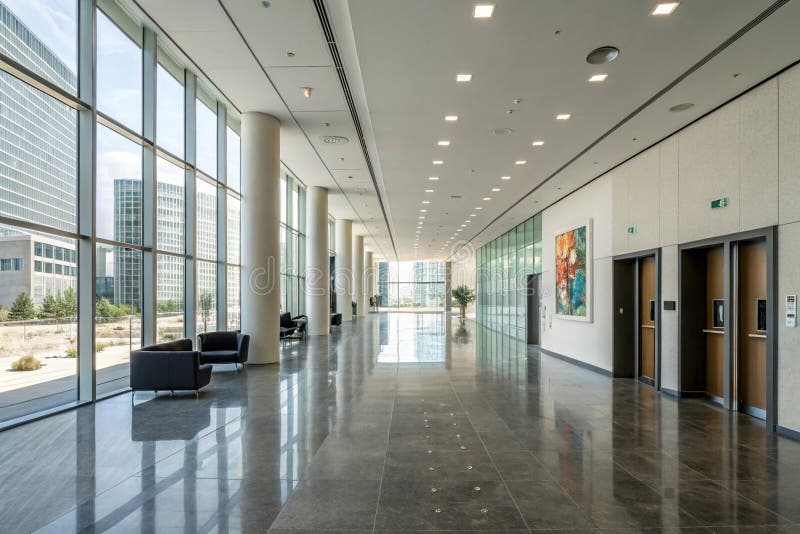 Empty Hall in the Modern Office Building Stock Illustration ...