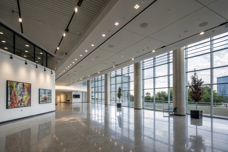 Empty Hall in Modern Office Building Stock Illustration - Illustration ...