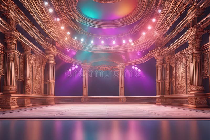 Empty Stage in Concert with Spotlights and Spotlights.empty Stage in ...