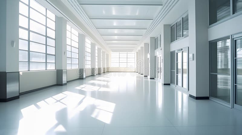 The Empty Hall of an Office or Medical Institution with Panoramic ...
