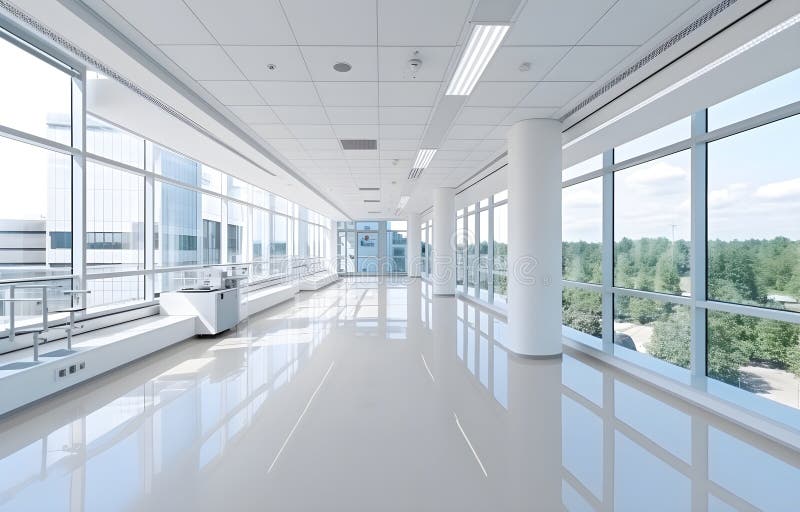 The Empty Hall of an Office or Medical Institution with Panoramic ...