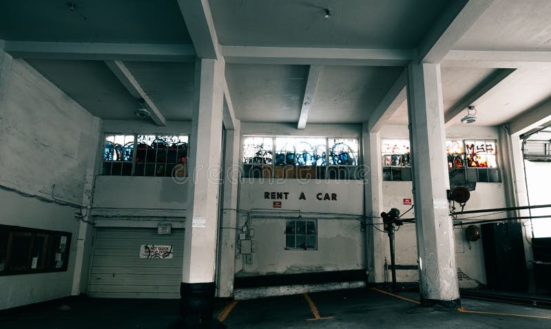 Empty Hall for Place with Rent a Car Text on the Wall with White ...