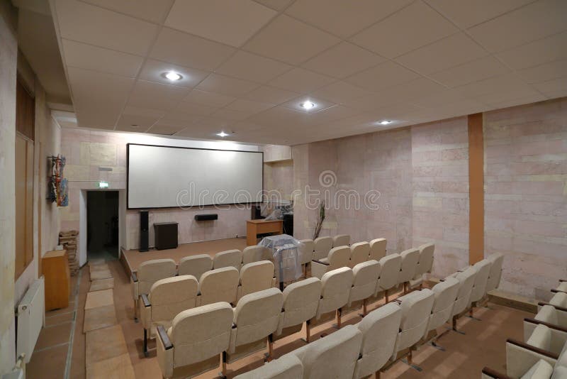 Empty Hall in the Small Movie Theater Stock Photo - Image of projector ...