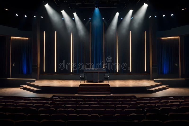 An Empty Hall and a Stage with Lightings Stock Image - Image of ...
