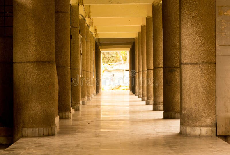 Empty Hall with Stone Pillars and Floor Stock Image - Image of shiny ...