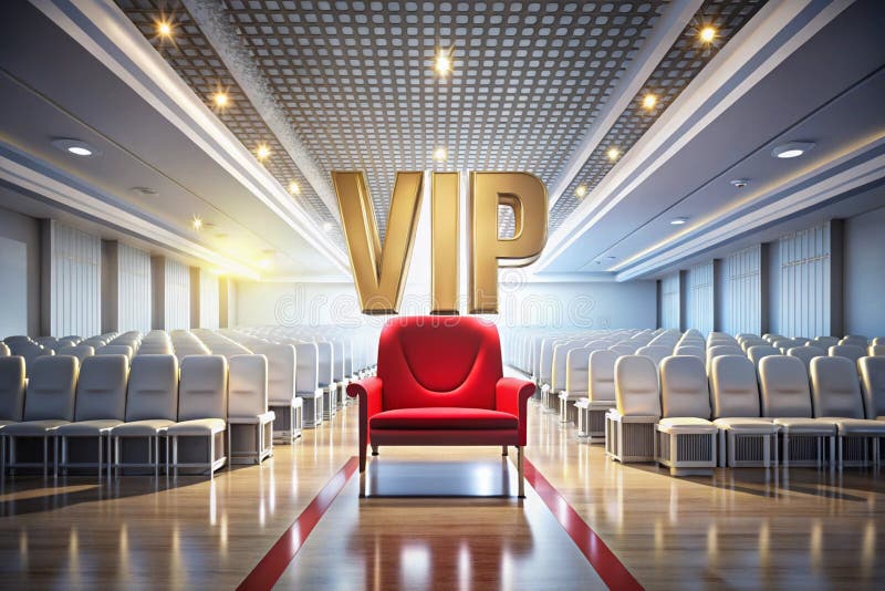 Empty Hall with VIP Sitting in Center Stock Illustration - Illustration ...