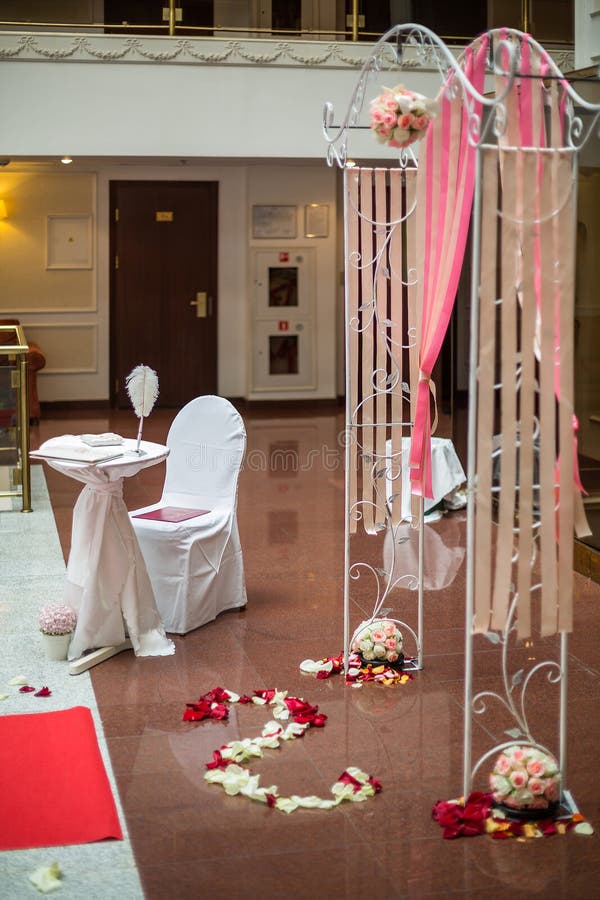 Empty Hall for a Wedding Ceremony with a Table for Stock Photo - Image ...