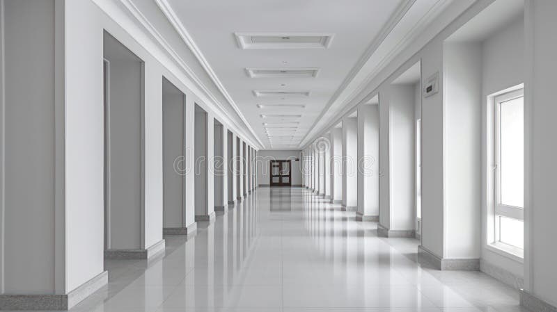 Empty Hall with White Walls and White Floor. Stock Illustration ...
