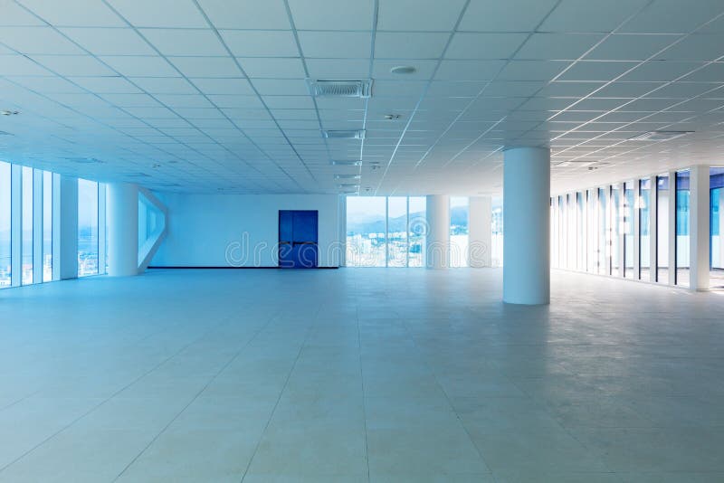 Empty Hall with Windows, Sea View Stock Image - Image of industrial ...