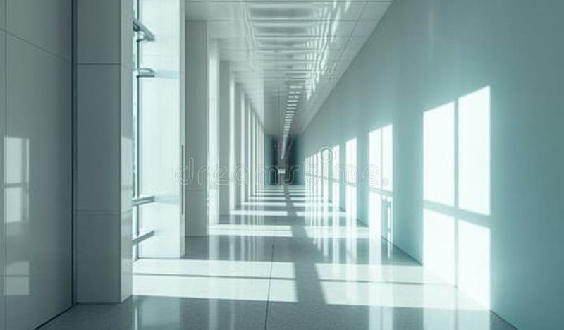 An Empty Hallway with Abstract White Light Stock Illustration ...