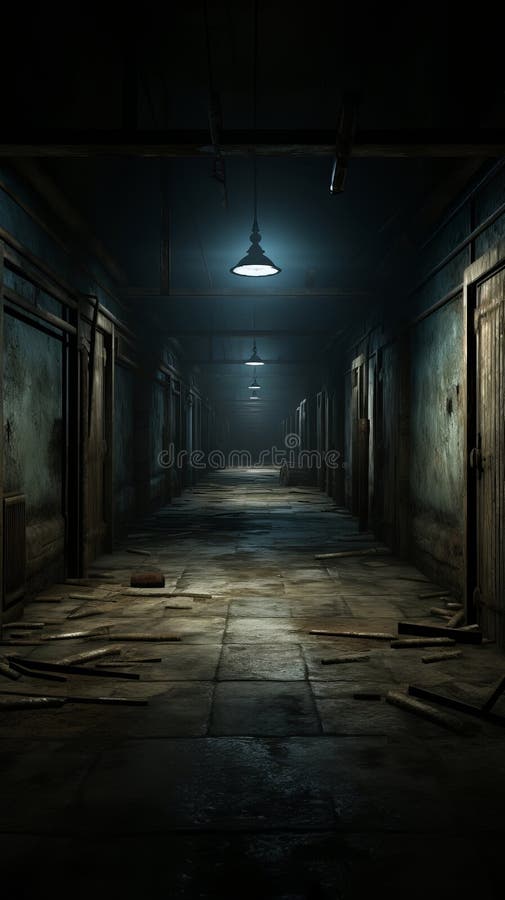 An Empty Hallway in a Dark Room with a Light at the End Stock ...