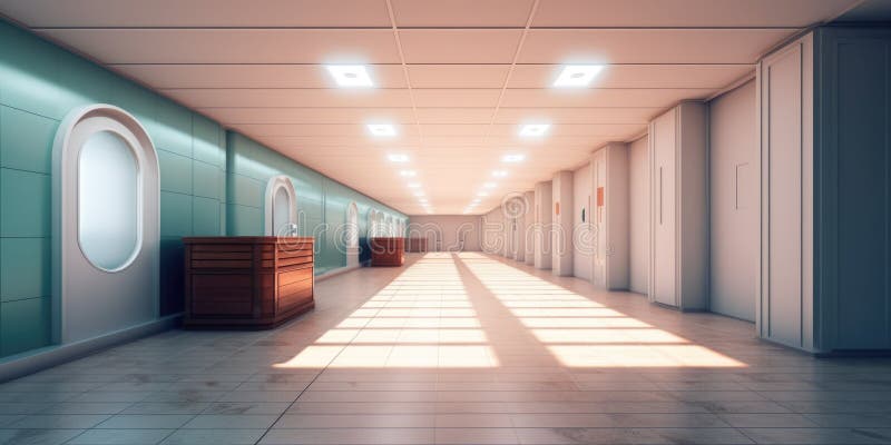 Empty Hallway Interior Background in White Tone Color with Sunlight ...