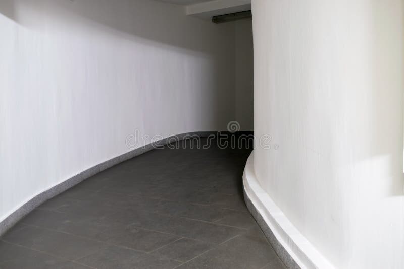 An Empty Hallway with a Rounded Wall Stock Image - Image of long ...