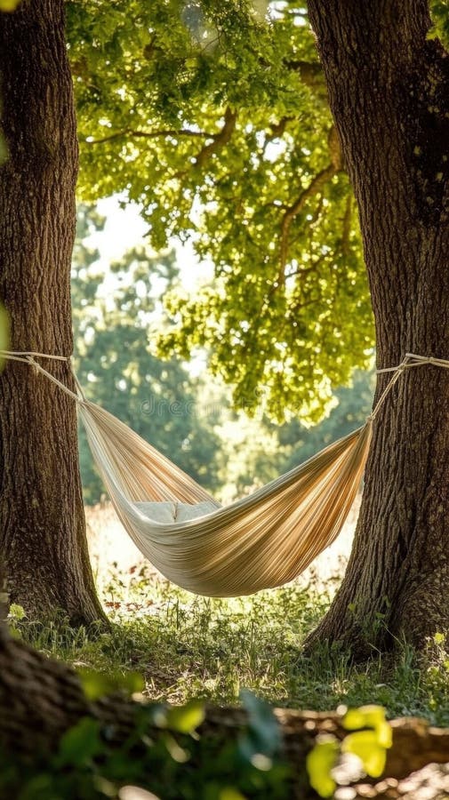 Empty Hammock Hanging Two Trees Sunny Forest Stock Photos - Free ...