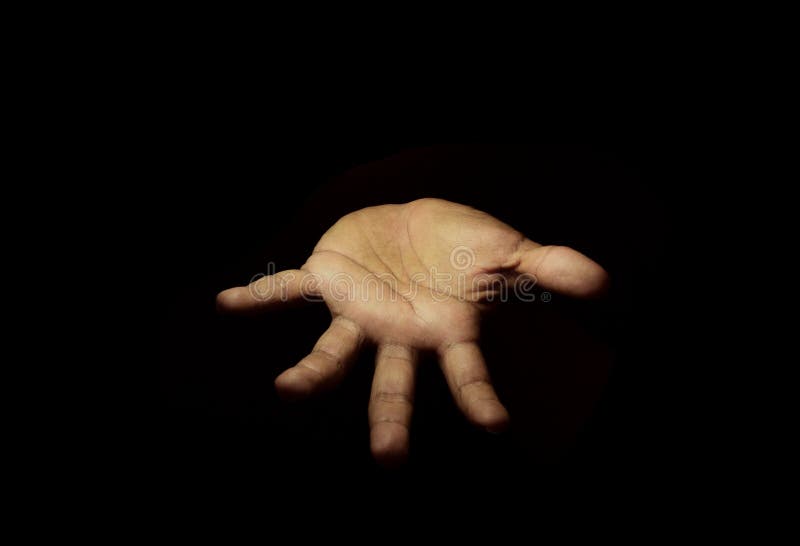 Empty Hand on a Black Background Stock Image - Image of help, open ...