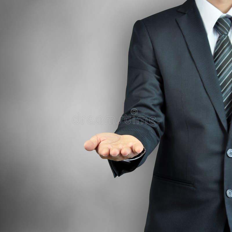 Empty Open Hand of Businessman Stock Photo - Image of presentation ...