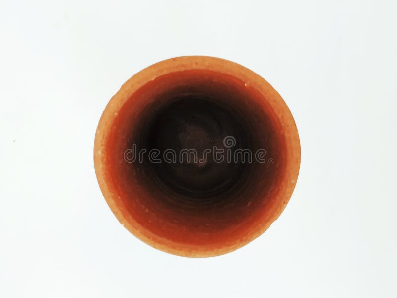 Empty Hand Made Sand or Clay Red Glass Isolated on White Background ...