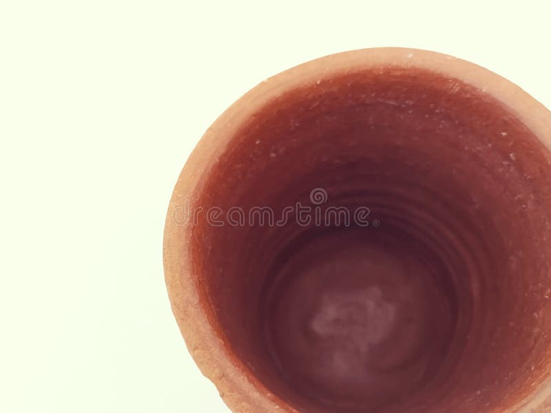 Empty Hand Made Sand or Clay Red Glass Isolated on White Background ...