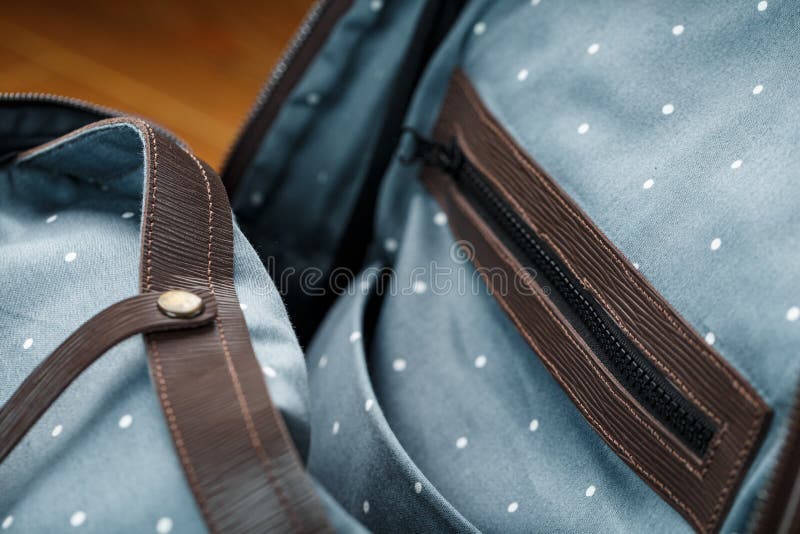 An Empty Handmade Genuine Leather Backpack is Open for Things Stock ...