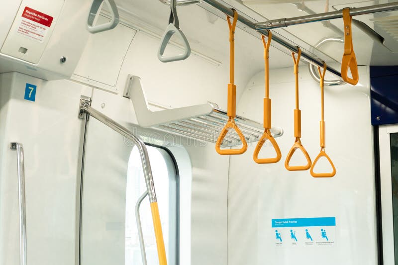 Empty Handrails Inside a Modern Train Stock Photo - Image of city ...