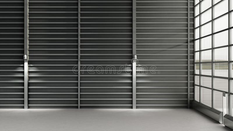 Empty Hangar Delivery Warehouse 3d Render Background Stock Illustration ...
