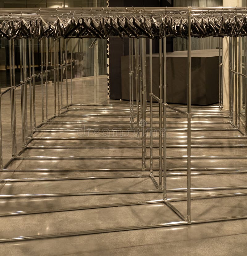 Empty Hangers on the Racks in the Dressing Room Building Stock Image ...