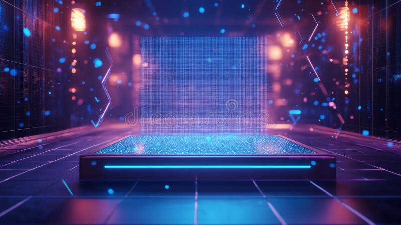 An Empty, High-tech Product Display Platform with a Shimmering ...