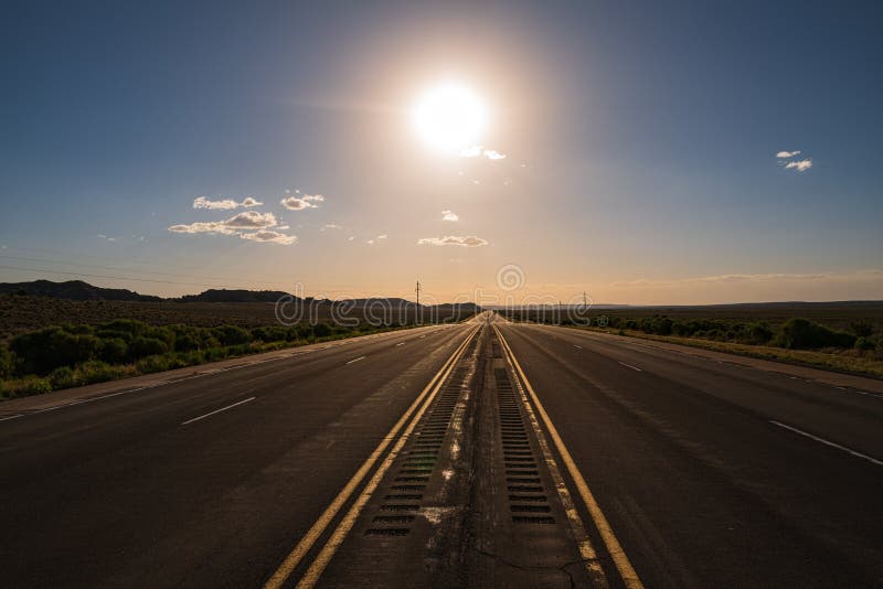 Empty Highway Asphalt Road and Beautiful Sky Sunset Landscape. Stock ...