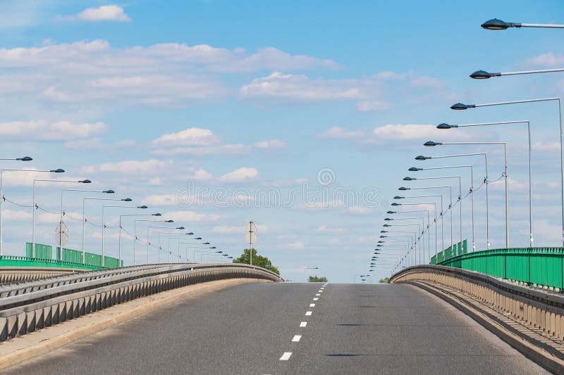 Empty Highway Bridge Under Clear Blue Sky on a Sunny Day Stock Photo ...
