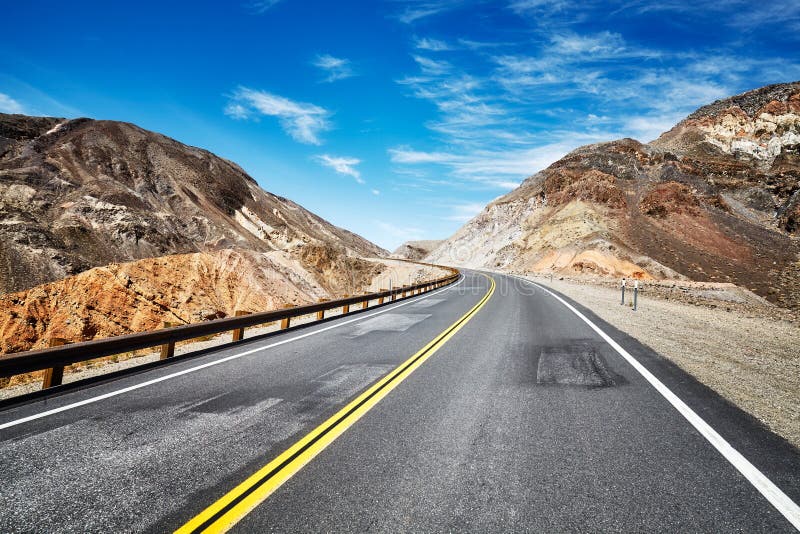 Empty Highway in Deserted Mountainous Terrain, USA. Stock Photo - Image ...