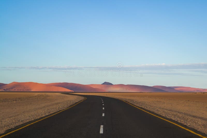 Empty Highway through the Deserts at Sunset Stock Photo - Image of view ...