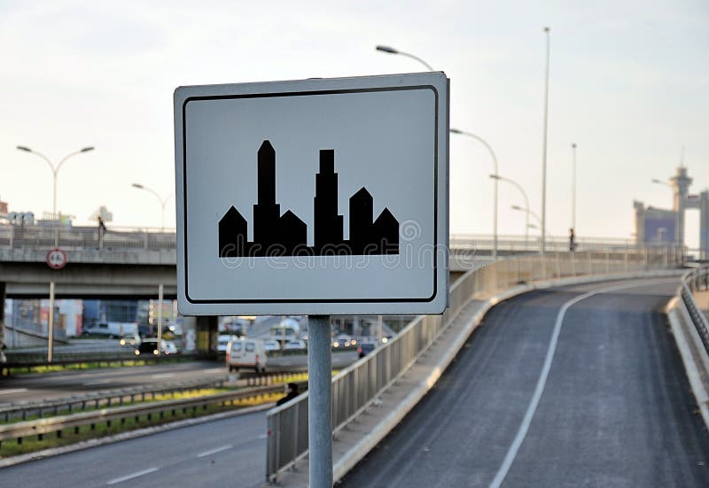 Empty highway with sign stock photo. Image of city, traffic - 50948988