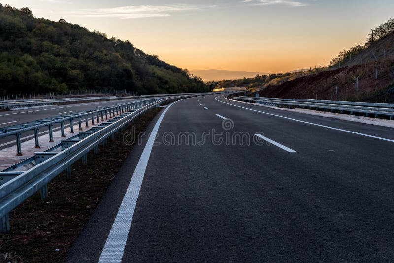Empty Highway Road Close Up Stock Image - Image of cloudy, blue: 132373487