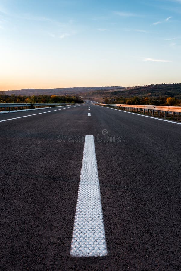 Empty Highway Road Close Up Stock Image - Image of cloudy, blue: 132373487