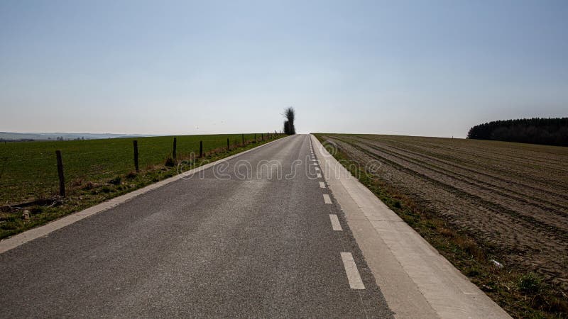 Empty Highway Surrounded by Agricultural Fields Stock Photo - Image of ...