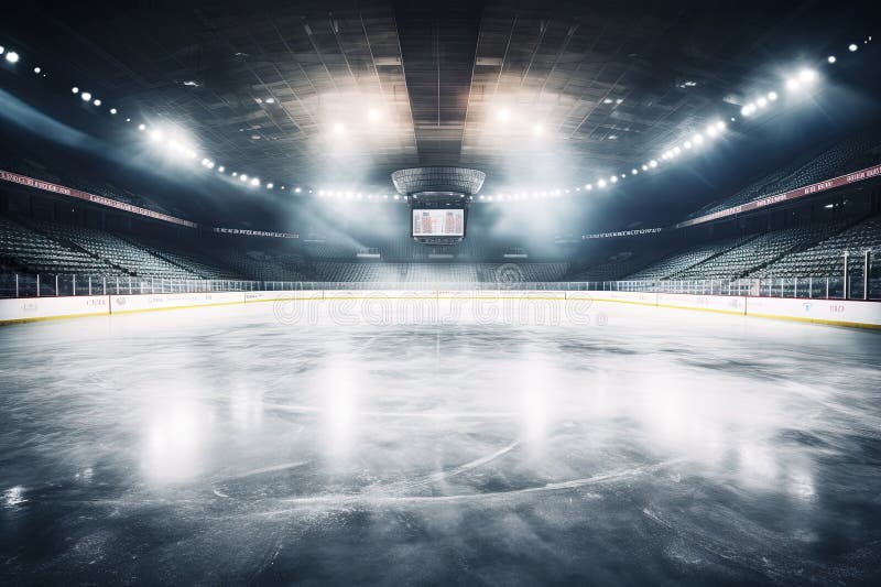 Empty Hockey Arena, Ice Rink. Generative AI Stock Image - Image of ...