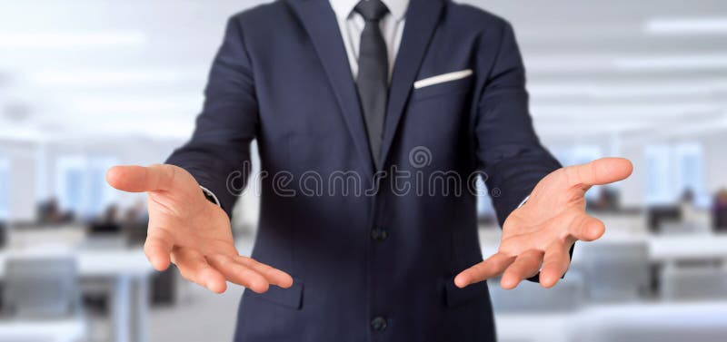 Empty Holding Hands of a Businessman at the Office Stock Photo - Image ...