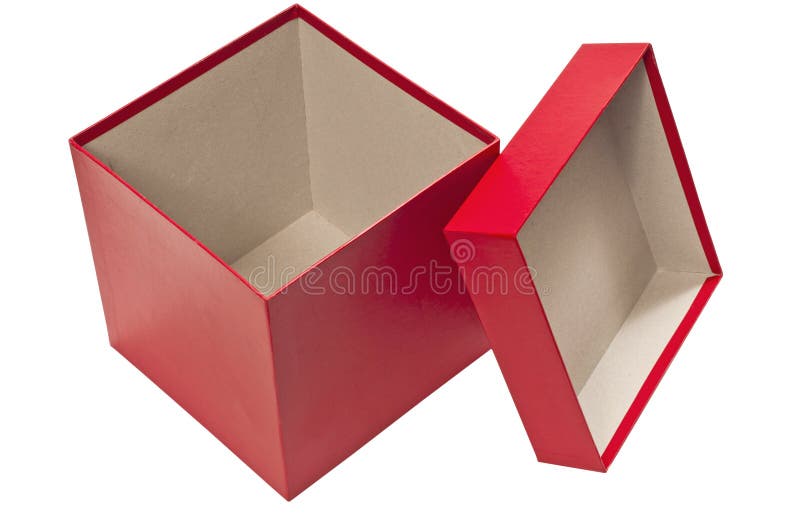 Red Gift Box Open At Top Isolated On White Stock Image - Image of ...