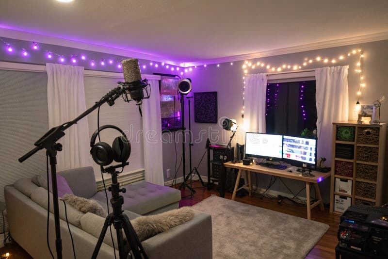 Empty Home Production Studio with Professional Podcasting Tools Stock ...