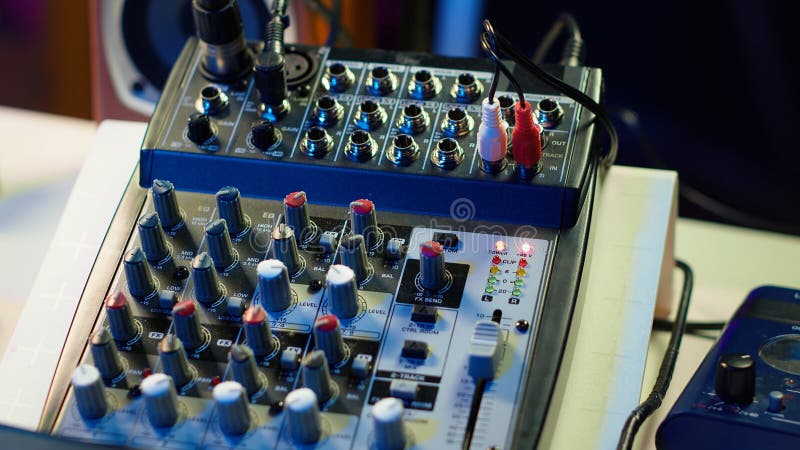 Empty Home Studio Desk with Motorized Faders and Pre Amp Knobs Stock ...