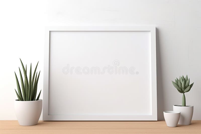 Empty Horizontal Frame Mockup in a Modern Minimalist Interior with ...
