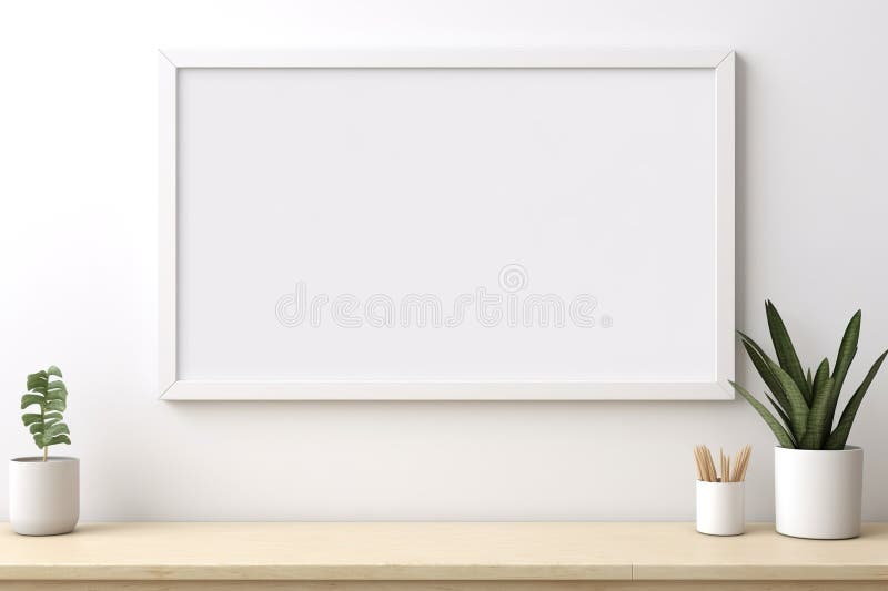 Empty Horizontal Frame Mockup in a Modern Minimalist Interior with ...