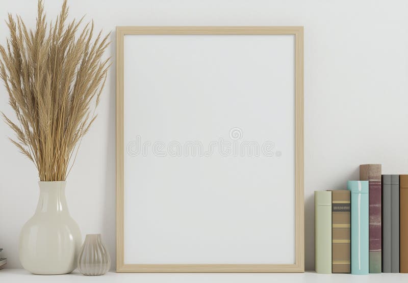 Empty Horizontal Landscape Frame Mockup on White Wall Stock ...