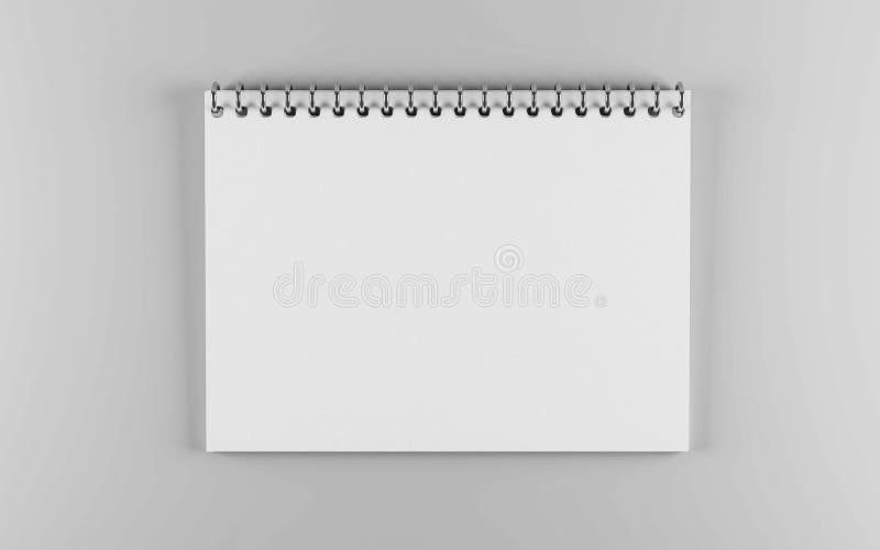 Empty Horizontal White Paper Spiral Notebook 3d Render Illustration ...