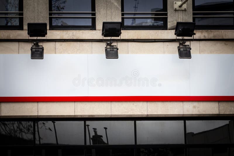 An Empty Horizontal White Rectangular Sign on an Office Facade in ...