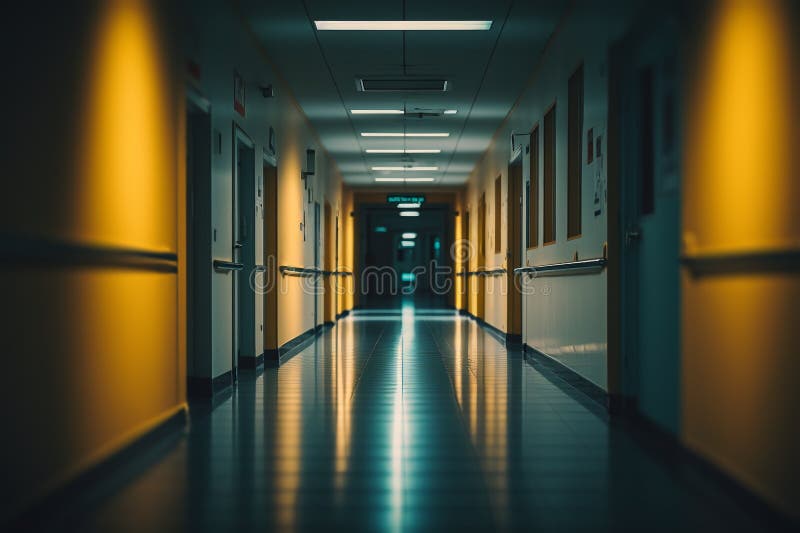 Empty Hospital Corridor Generative AI Stock Illustration - Illustration ...