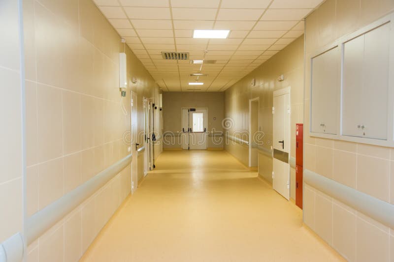 Empty hospital hallway stock image. Image of hall, health - 156074167