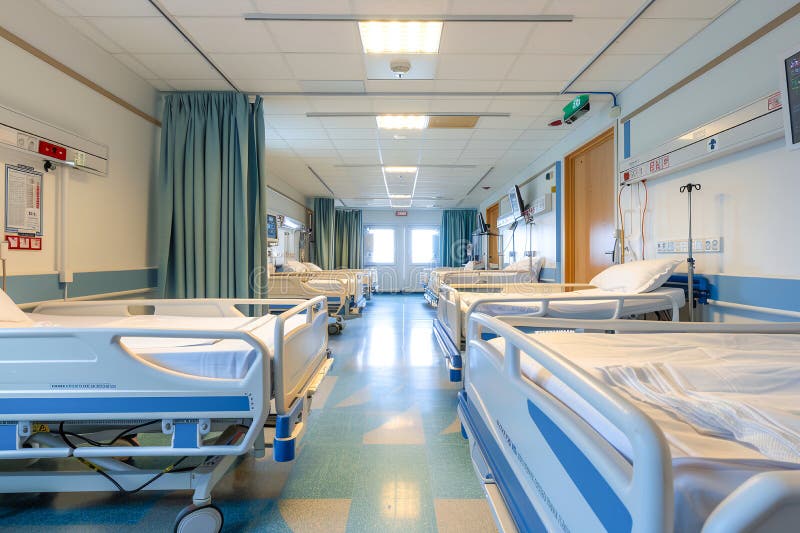 Empty Hospital Ward with Multiple Beds, Ready for Patient Care ...