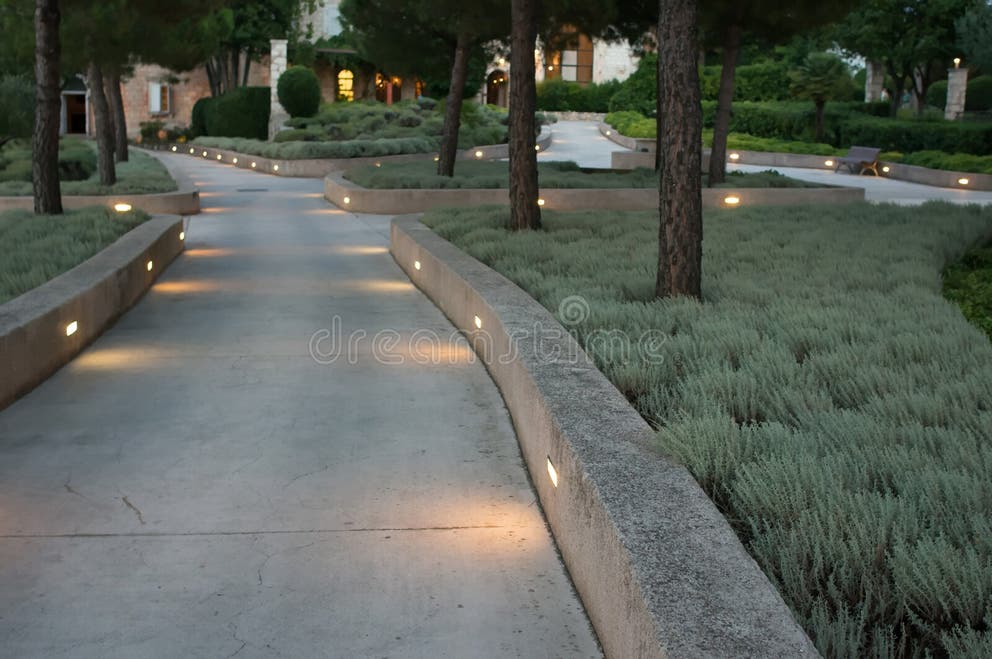 Empty hotel path stock image. Image of grass, green, resort - 38288863