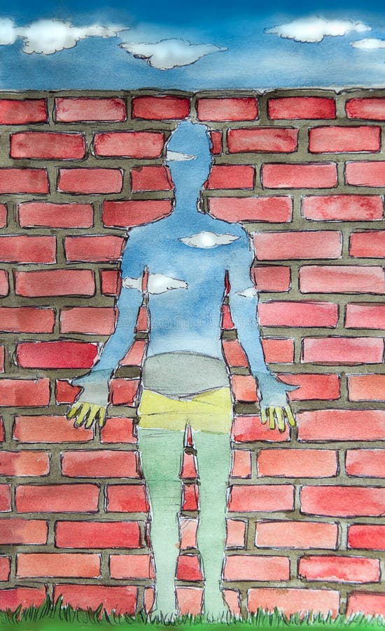 Empty Human Surrealism Watercolor Stock Illustration - Illustration of ...